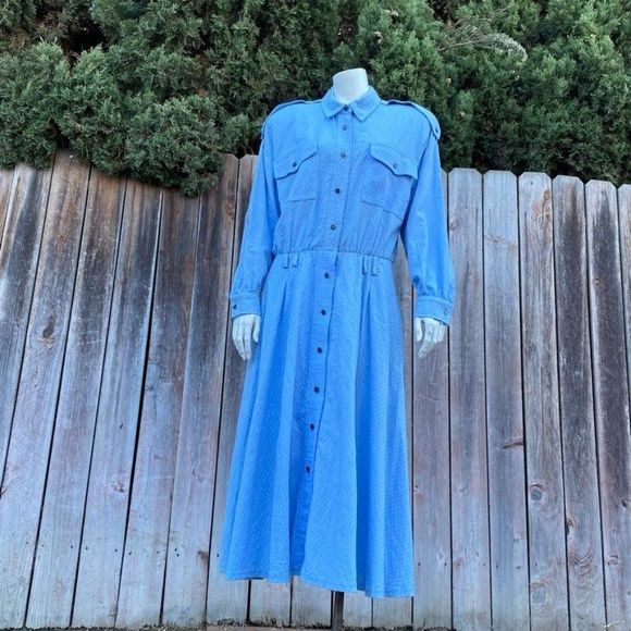 Vintage | Dresses | Jackie Bernardforeklektic Vintage Blue Button Front ...